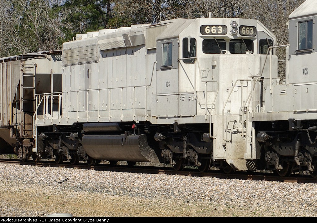 KCS 663, in white primer, being moved south for painting